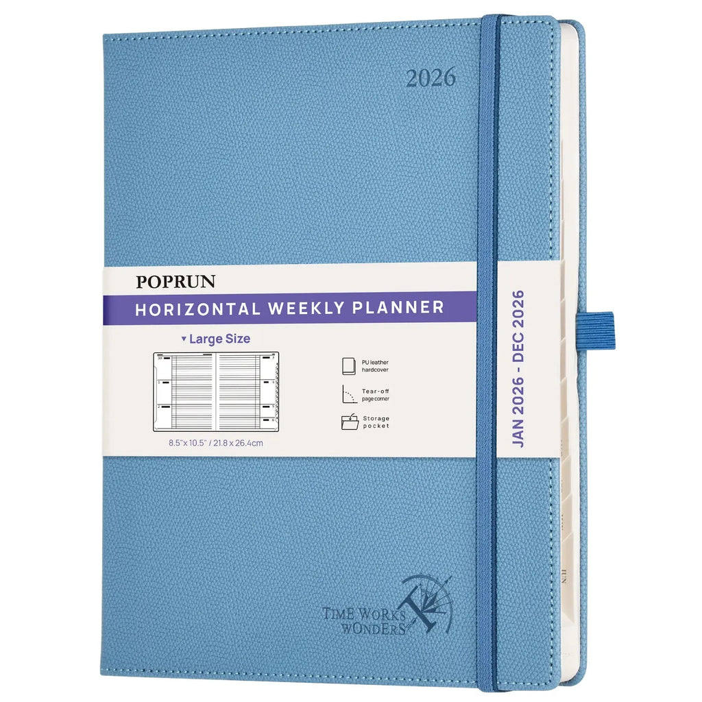 8.5x10.5 Weekly Planner 2026(UK) - Hardcover|Horizontal Layout|POPRUN
